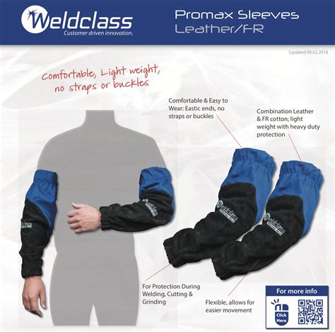 Weldclass Leather Sleeves Welding Promax Blue Welder Heat Proof