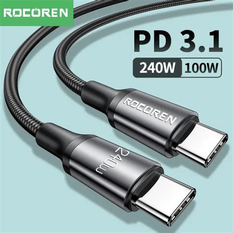 Rocoren W USB C To Type C Cable USB PD W Fast Charging Charger Cord USB C A TypeC