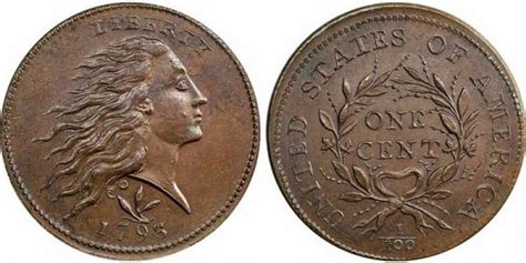 1793 Flowing Hair Large Cent Vines And Bars Edge Wreath Reverse Coin