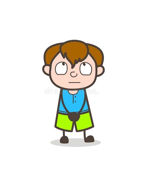 Neutral Face Cute Cartoon Boy Illustration Stock Illustration