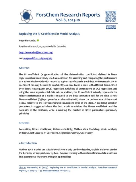 Replacing The R Coefficient In Model Analysis Pdf Ordinary Least