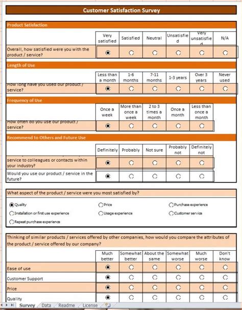 Excel Survey Template Survey Template Questionnaire Template Templates