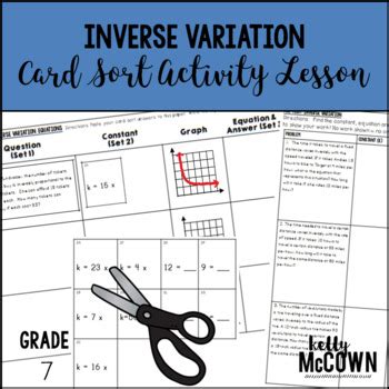 Inverse Variation Card Sort Activity Lesson By Teaching Math And More