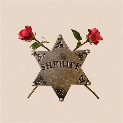 Premium Photo Sheriff Star And Roses Concept Of Wild West Law