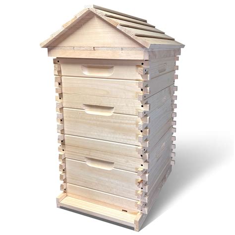 Usa Made Log Cabin Style Beehive Sustainable White Pine Interlocking Logs Removable Frames
