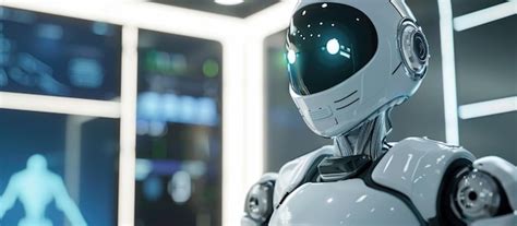 A Futuristic Robot Is In A Modern Laboratory Equipped With Stateoftheart Technology Aig62