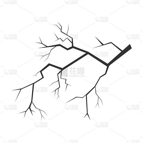 裂纹黑色孤立在白色背景