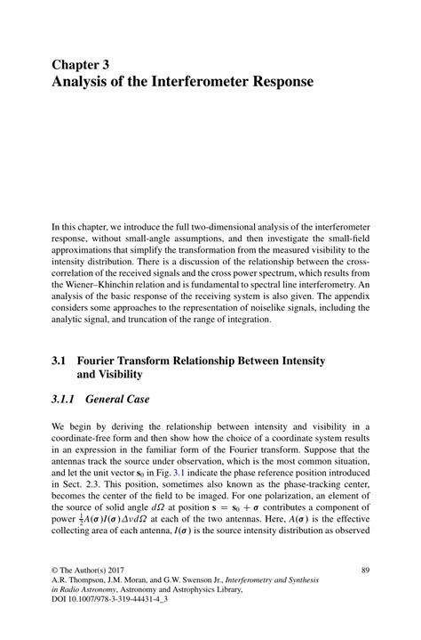 Pdf Analysis Of The Interferometer Response