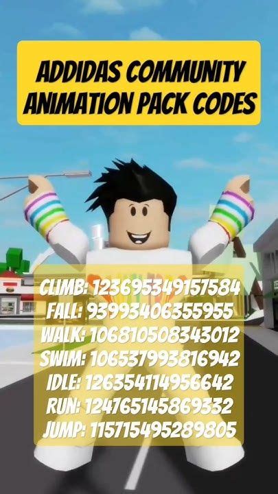 🌟adidas Community Animation Pack Codes Roblox Brookhaven In 2025 Roblox Animation Bayside