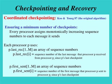 Ppt Ch13 Checkpointing And Recovery Powerpoint Presentation Free