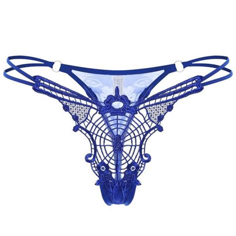 String Tanga Pour Femme Lady Thong Sexy Dentelle Bleu Bleu Cdiscount Prêt à Porter