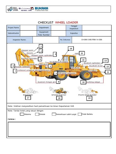 C Checklist Wheel Loader Pdf