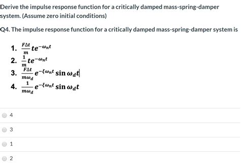 Solved Derive The Impulse Response Function For A Critically