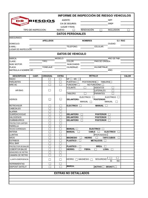 Informe De Inspección De Vehículos Pdf Vehículos Terrestres