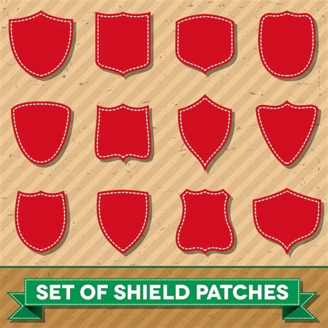 Premium Vector Set Of Shield Shaped Stitched Patches