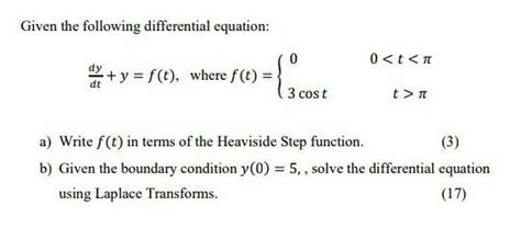 Solved Given The Following Differential Equation 0 0π A