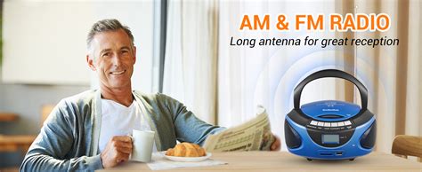 Gelielim Portable Boombox Cd Player Top Loading Cd Players