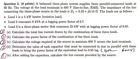 solved question 2 8 points a balanced three phase system