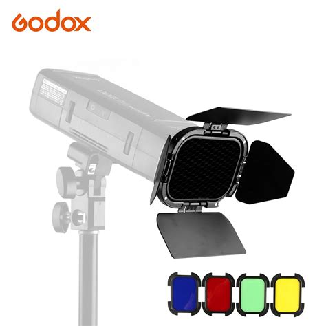 Pack De Barn Door Grilla Y Filtros De Color Godox Bd 07 Para Flash Godox Ad200 Esencia