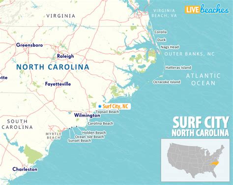 Map Of Surf City North Carolina Live Beaches