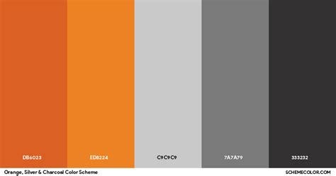 Orange Silver And Charcoal Color Scheme Palettes