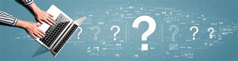 Question Marks With Person Using Laptop Editorial Photo Image Of Computer Asking
