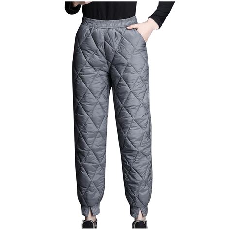 Rqyyd Womens Lightweight Puffy Pants Elastic High Waist Quilted Snow