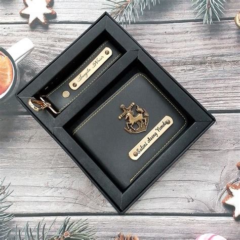Personalized Mens Wallet And Keychain Combo