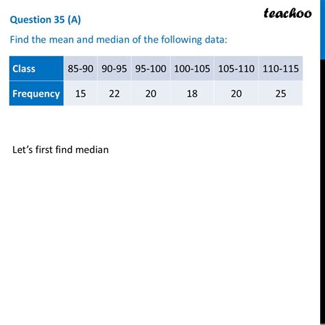 Question 35 A Find The Mean And Median Of The Data Class 85 90