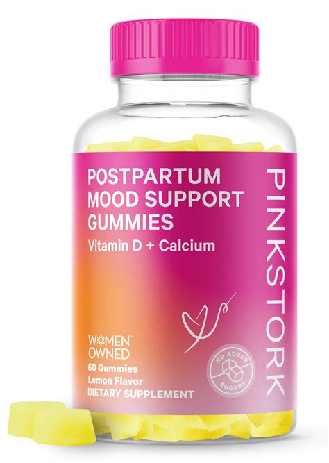 Pink Stork Postpartum Mood Support Vitamin D Gummies Natural Hormone