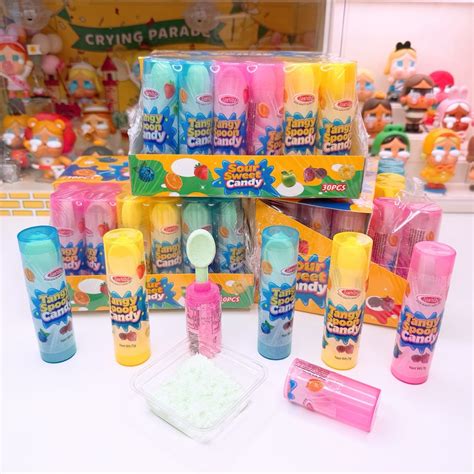 ลูกอมช้อน ผงผลไม้ ทูอินวัน ซาวสวีทแคนดี้ ลูกกวาด 3 สี 1 กล่อง 30 ชิ้น ขนมfruit Pop Shopee