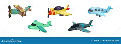 Airplane As Fixed Wing Aircraft With Jet Engine Vector Set