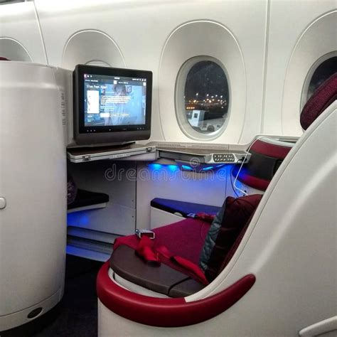 Interior View Of Business Class Qatar Airwaysflight Doha Milan Airbus 350 Editorial Image