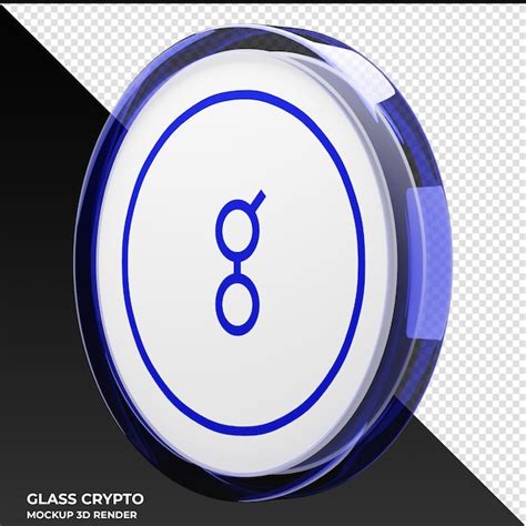 Um Botão De Criptografia De Vidro Azul E Branco Com A Palavra Criptografia De Vidro No Meio