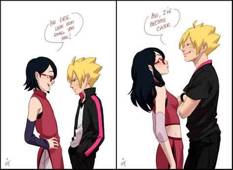 Three Cartoon Characters Standing Together Rinne Sharingan Sarada E