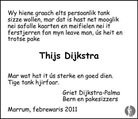 Thijs Dijkstra 12 12 2010 Overlijdensbericht En Condoleances