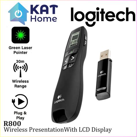 Logitech R800 Laser Presenter Pointer Green 24ghz With Lcd Display For