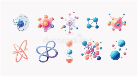 Scientific Particles And Elements Set For Research And Education Stock