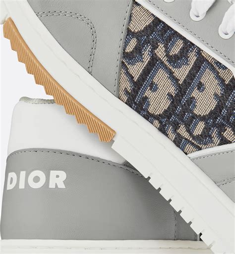 Sneaker B27 Basse Enfant Cuir De Veau Lisse Gris Et Blanc Toile