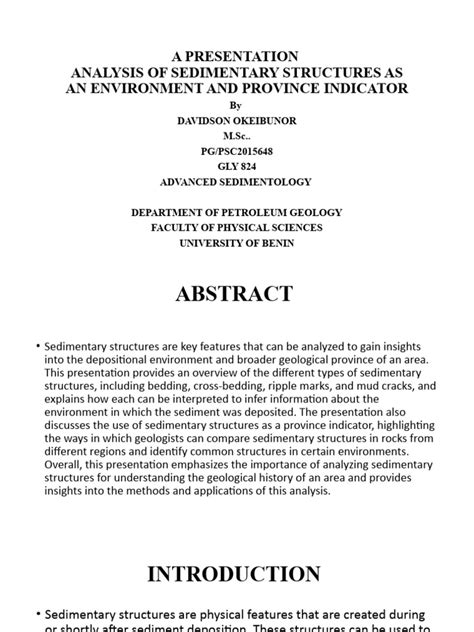 Analysis Of Sedimentary Structures As An Environment And Province