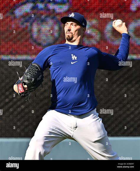 Los Angeles Dodgers Pitcher Blake Snell Practices At Dodger Stadium In