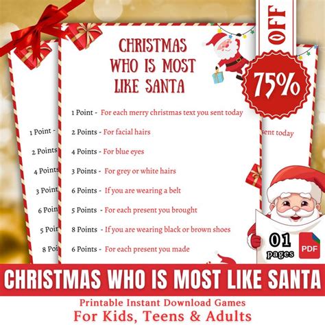 Who Is Most Like Santa Game Christmas Festive Printable Santa Game For
