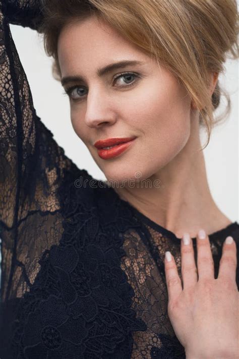 Close Portrait Of Beautiful Blond Woman Stock Image Image Of Beauty