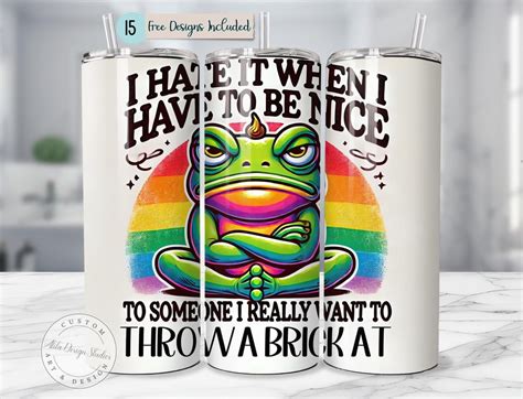 Sassy Frog Png Funny Frog Png 20 Oz Skinny Tumbler Wrap Design Digital Download Sassy T