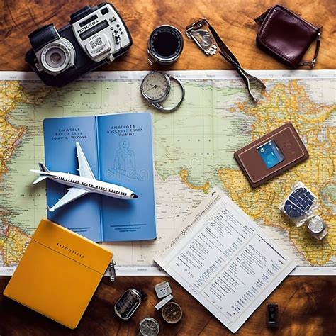 Top View Of Travel Insurance Application Form First Class Boarding Passes A Map Generative Ai