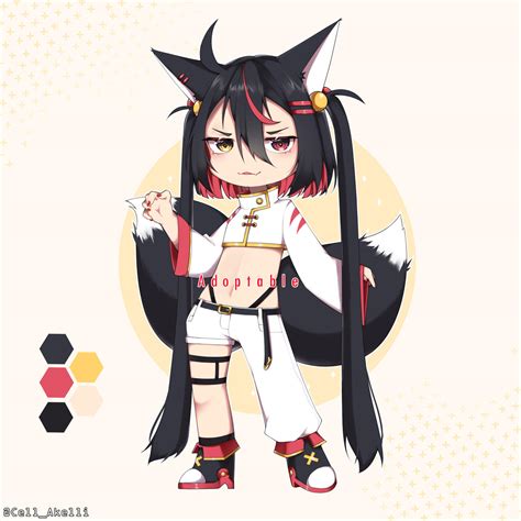 Open Chibi Adoptable Kitsune Girl By Cellakelli On Deviantart