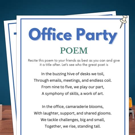 Office Party Games Poem For Workmates Coworkers Happy Hour Games