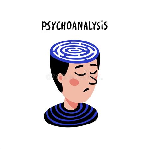 Psychology Psychoanalysis Man Character With Maze In Head Stock