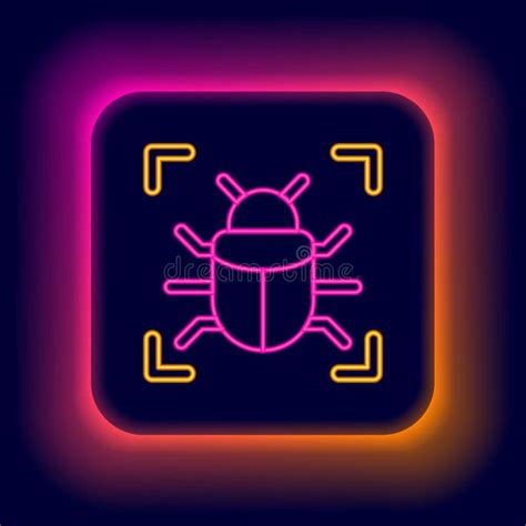Glowing Neon Line System Bug Concept Icon Isolated On Black Background Code Bug Concept Bug In