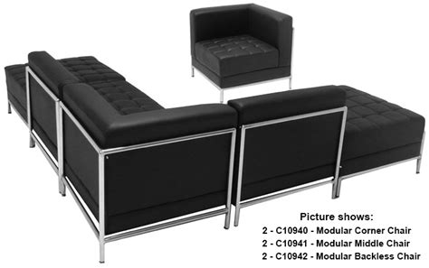 Modular Black Tufted Backless Bench